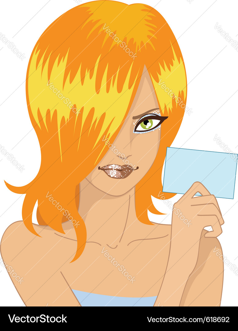Glamour girl with card Royalty Free Vector Image