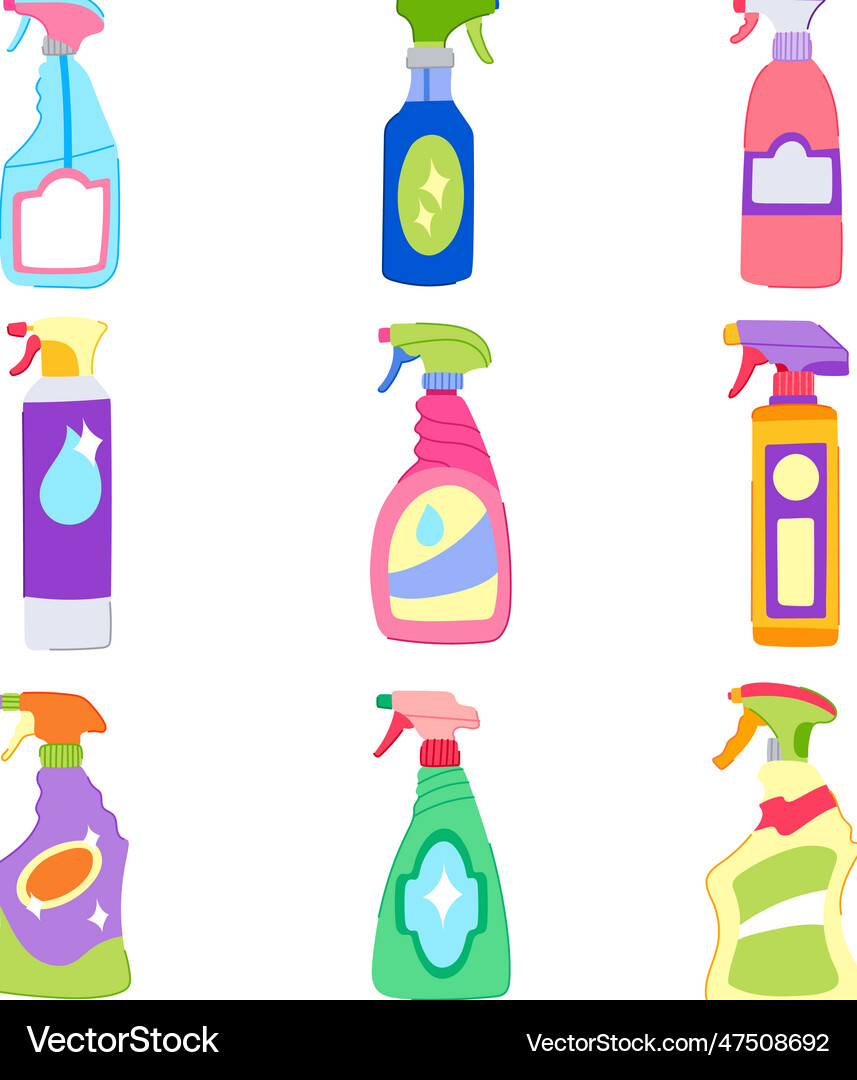 Glass cleaner set cartoon Royalty Free Vector Image