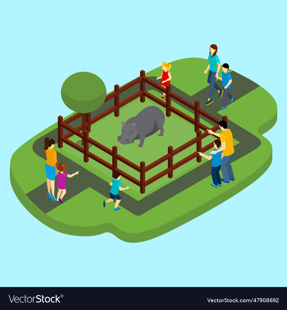 Hippo and zoo and zoo Royalty Free Vector Image