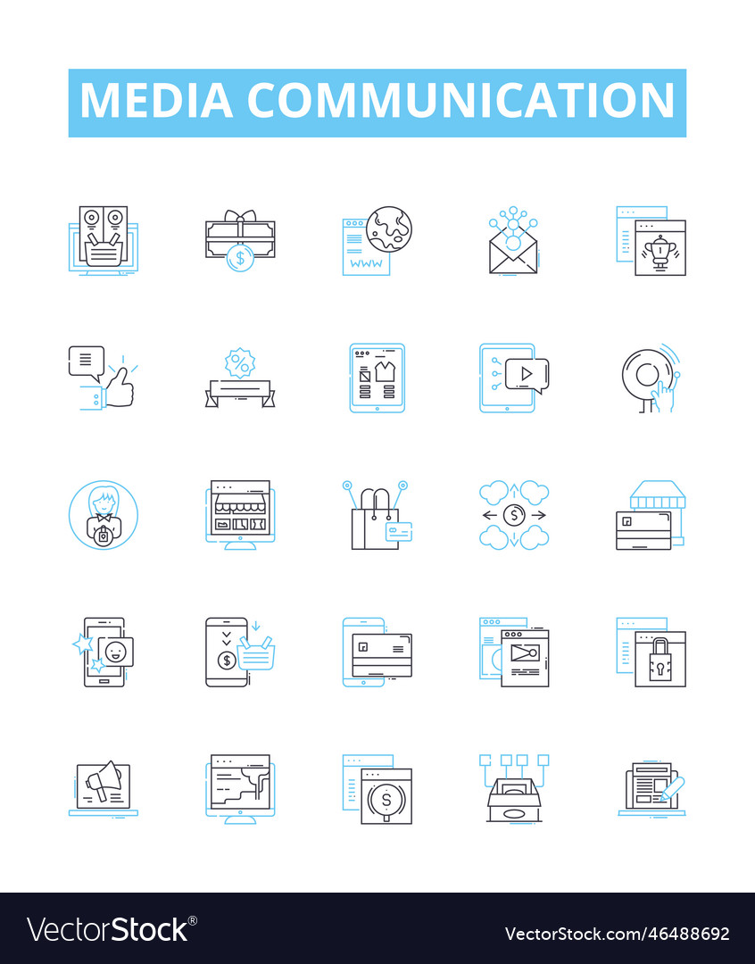 Media communication line icons set Royalty Free Vector Image Media communication line icons set Royalty Free Vector Image
