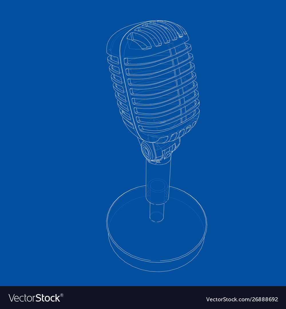 Outline vintage microphone Royalty Free Vector Image