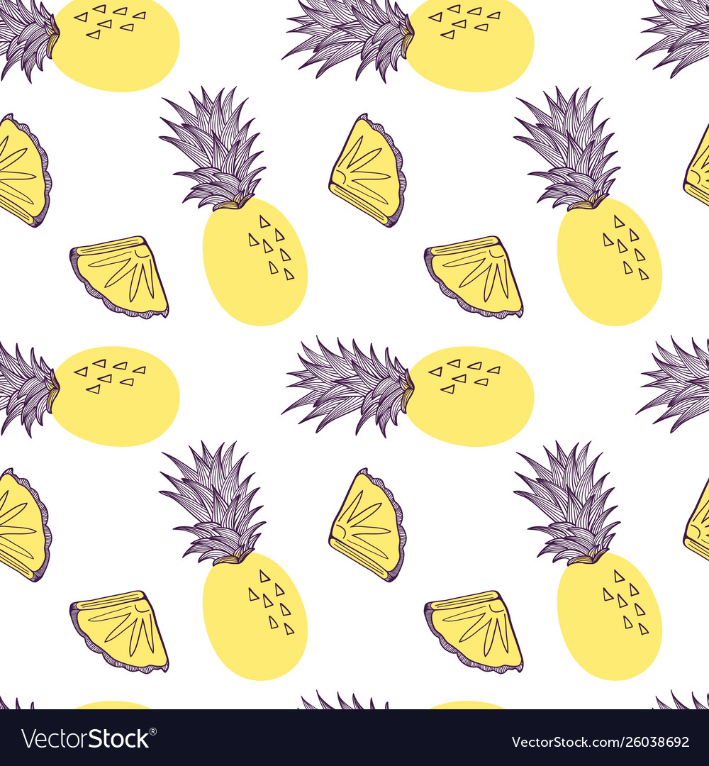 Seamless pattern pineapple fruit and slice Vector Image