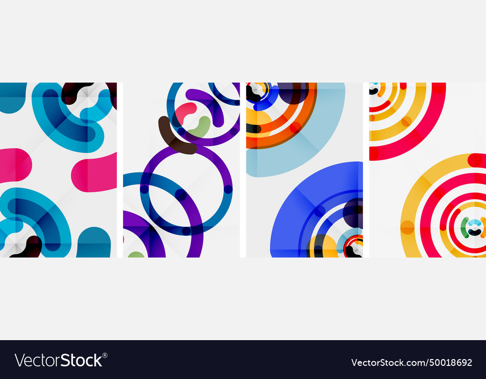 Set of line design circle posters Royalty Free Vector Image