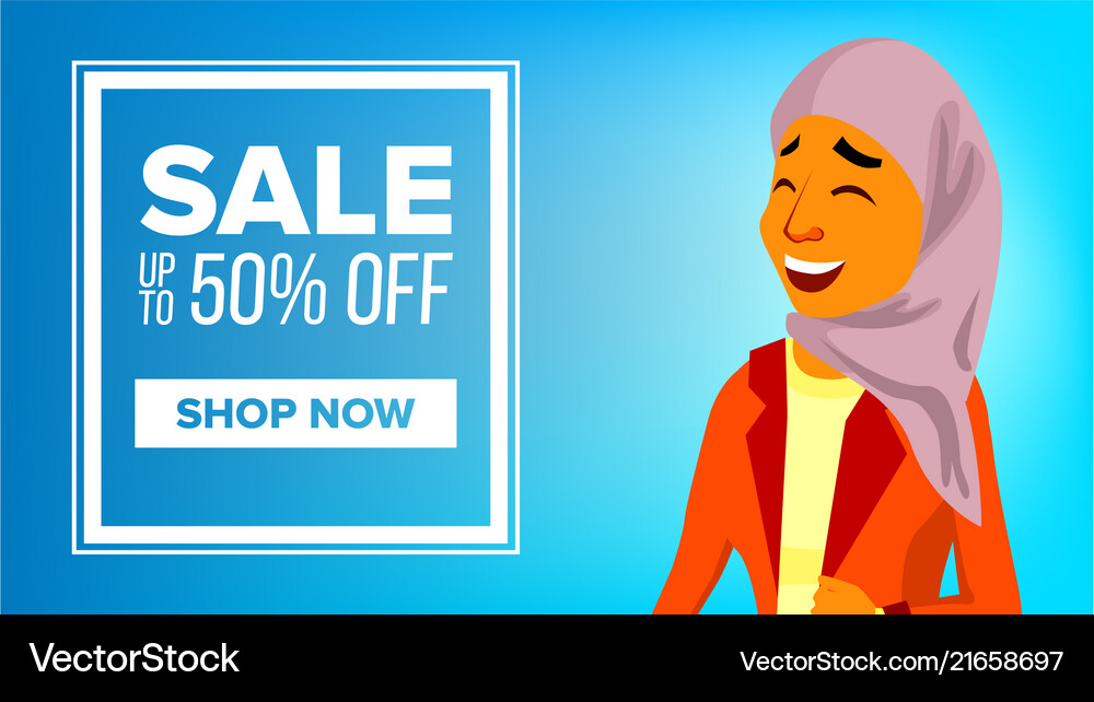 Arab woman banner middle eastern Royalty Free Vector Image