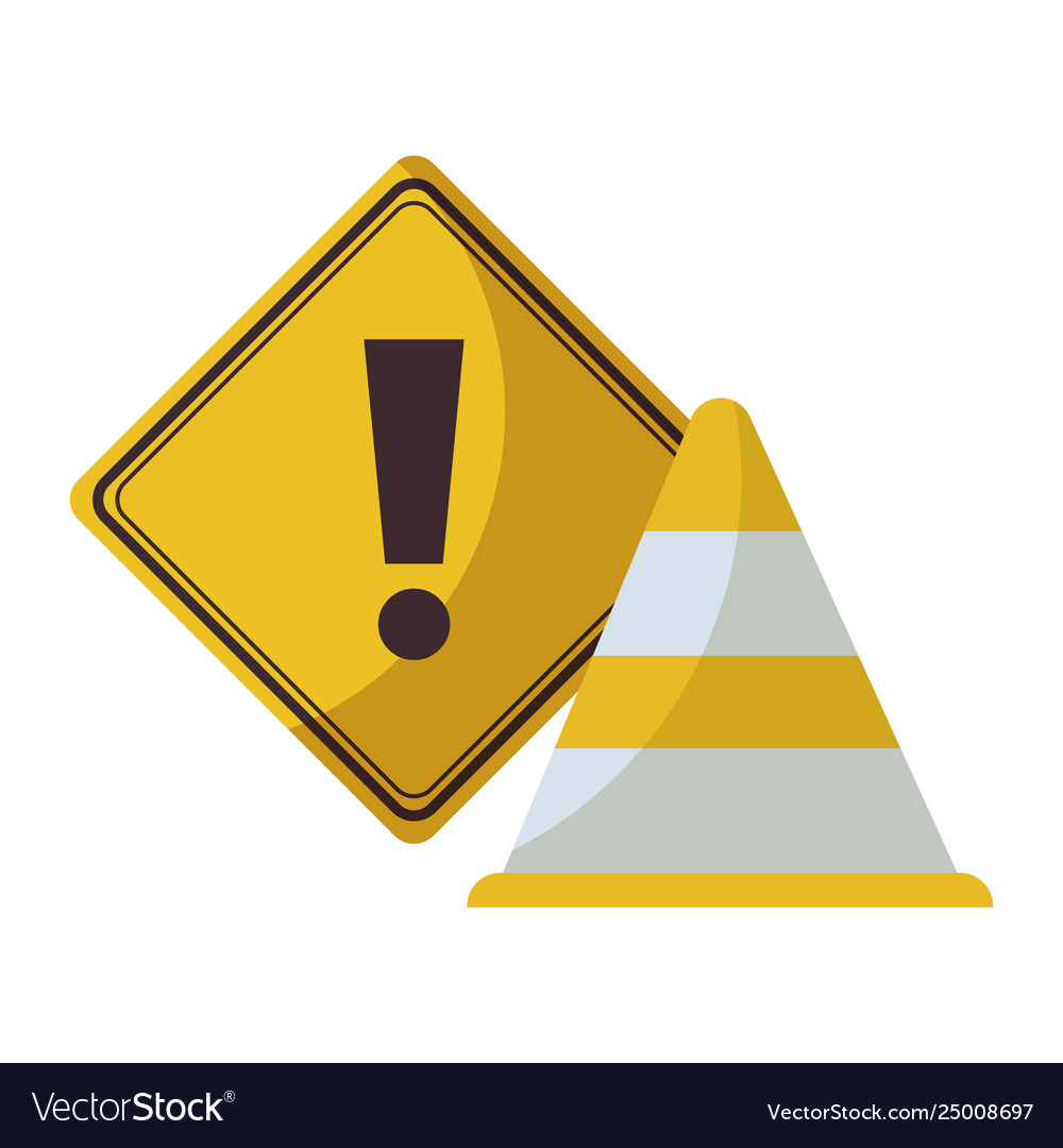 Cone with signaling alert isolated icon Royalty Free Vector