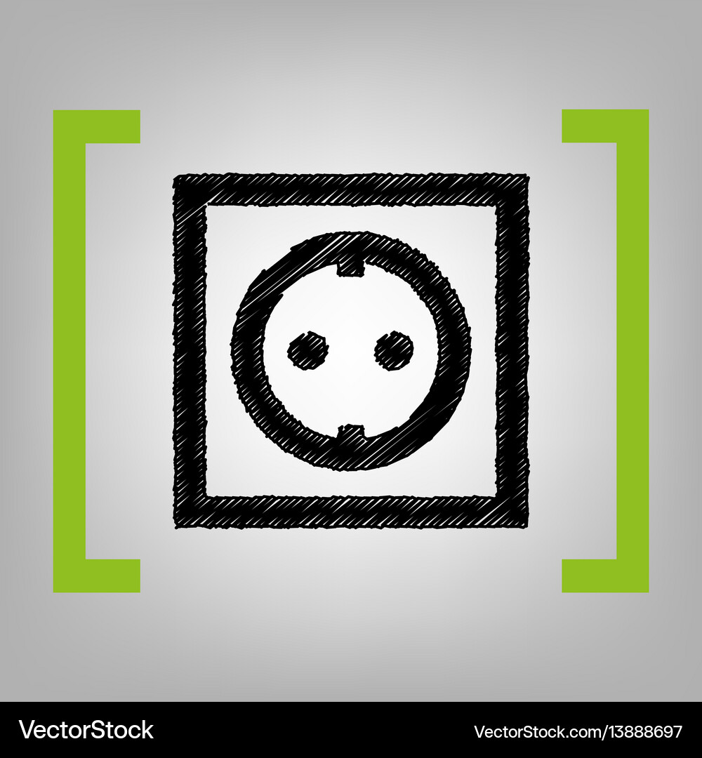 Electrical socket sign black scribble Royalty Free Vector