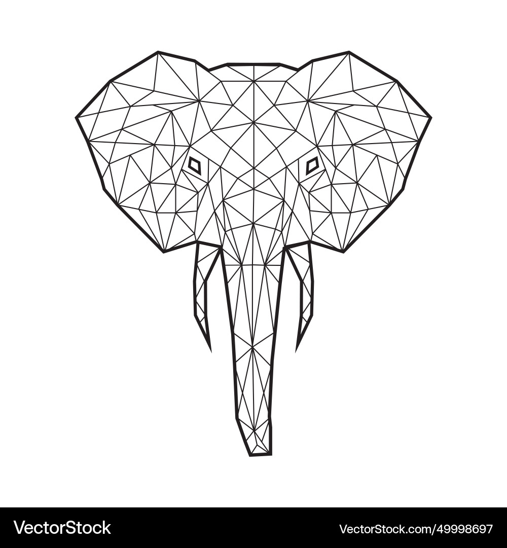 Geometric elephant doodle animal cartoon low poly Vector Image