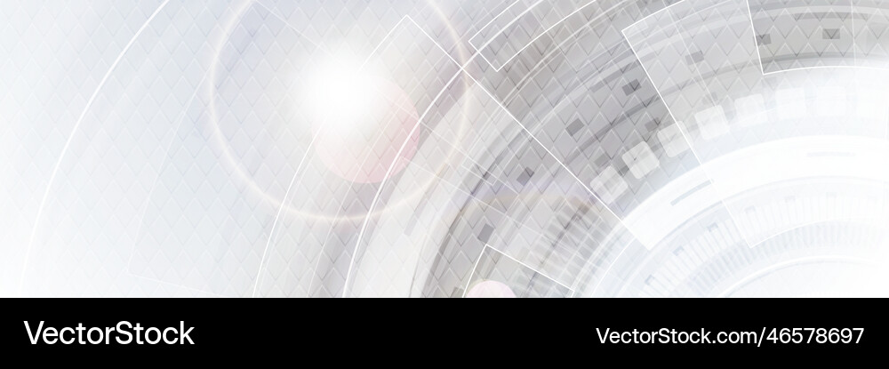 Grey and white abstract technology hud gear banner