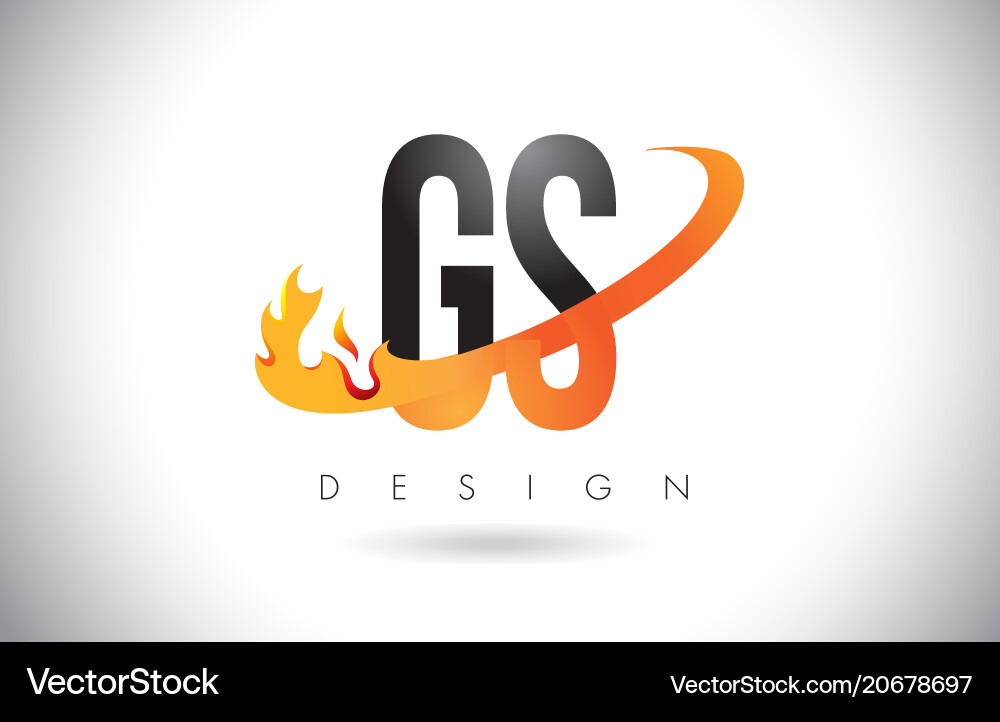 Gs g s letter logo with fire flames design Vector Image