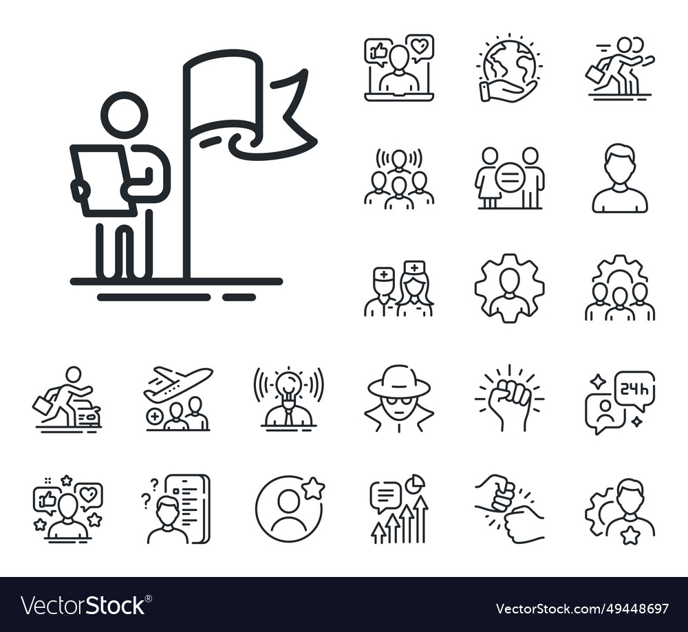 Leadership line icon success flag sign Royalty Free Vector