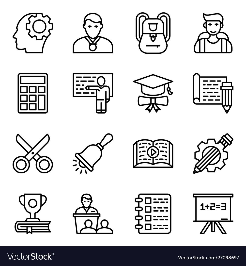 Learning line icon designs pack Royalty Free Vector Image