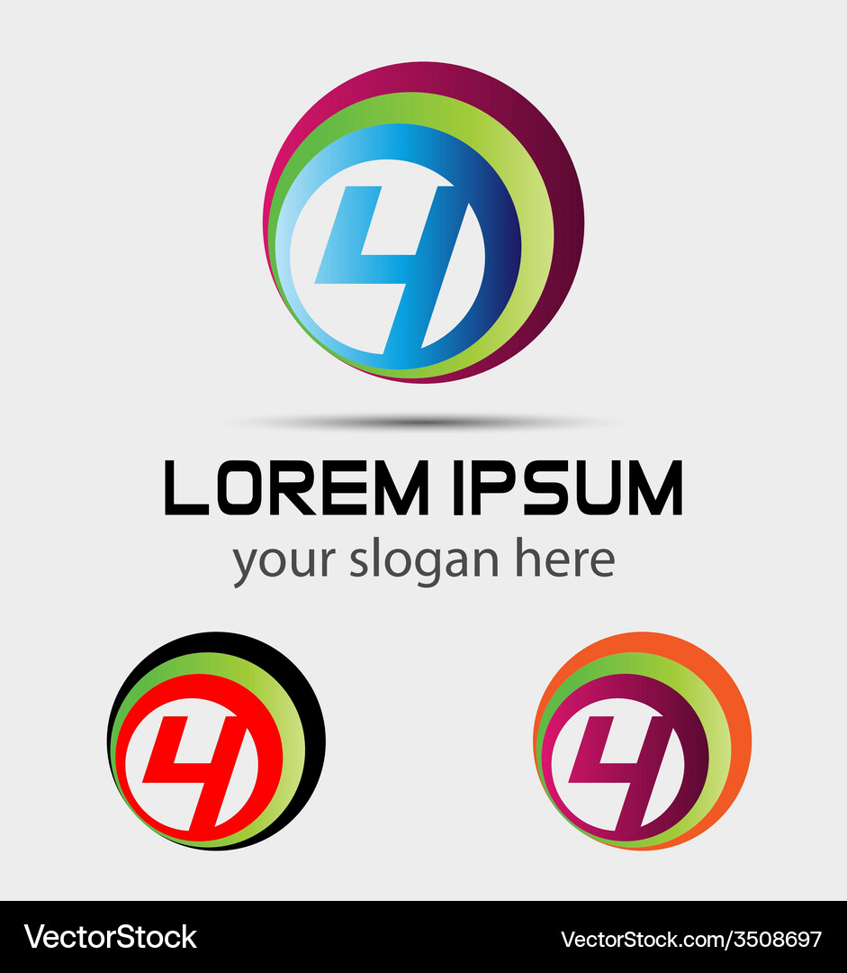 Logo number 4 company design template Royalty Free Vector
