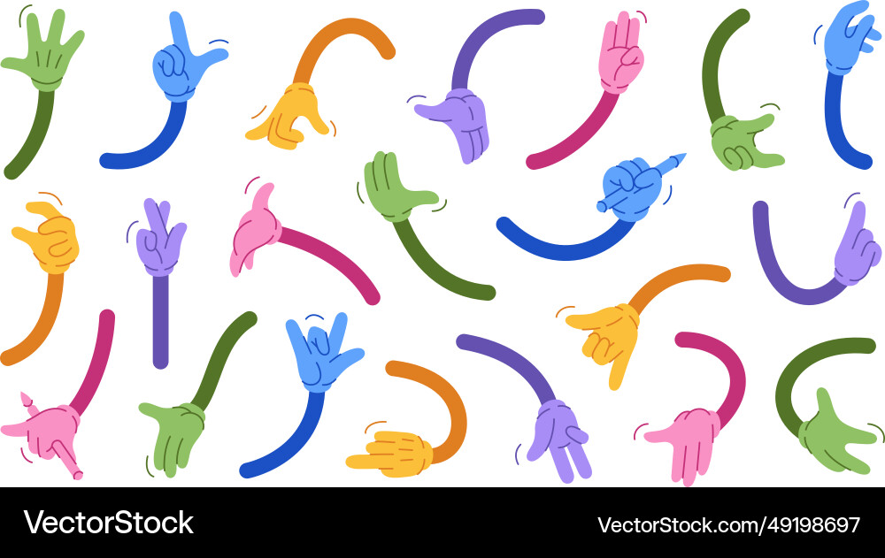 Mascot colorful arm collection set Royalty Free Vector Image