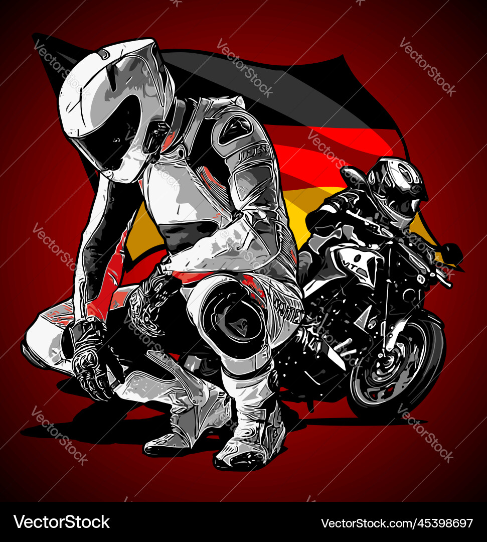 Races with motorbikes and german flags Royalty Free Vector