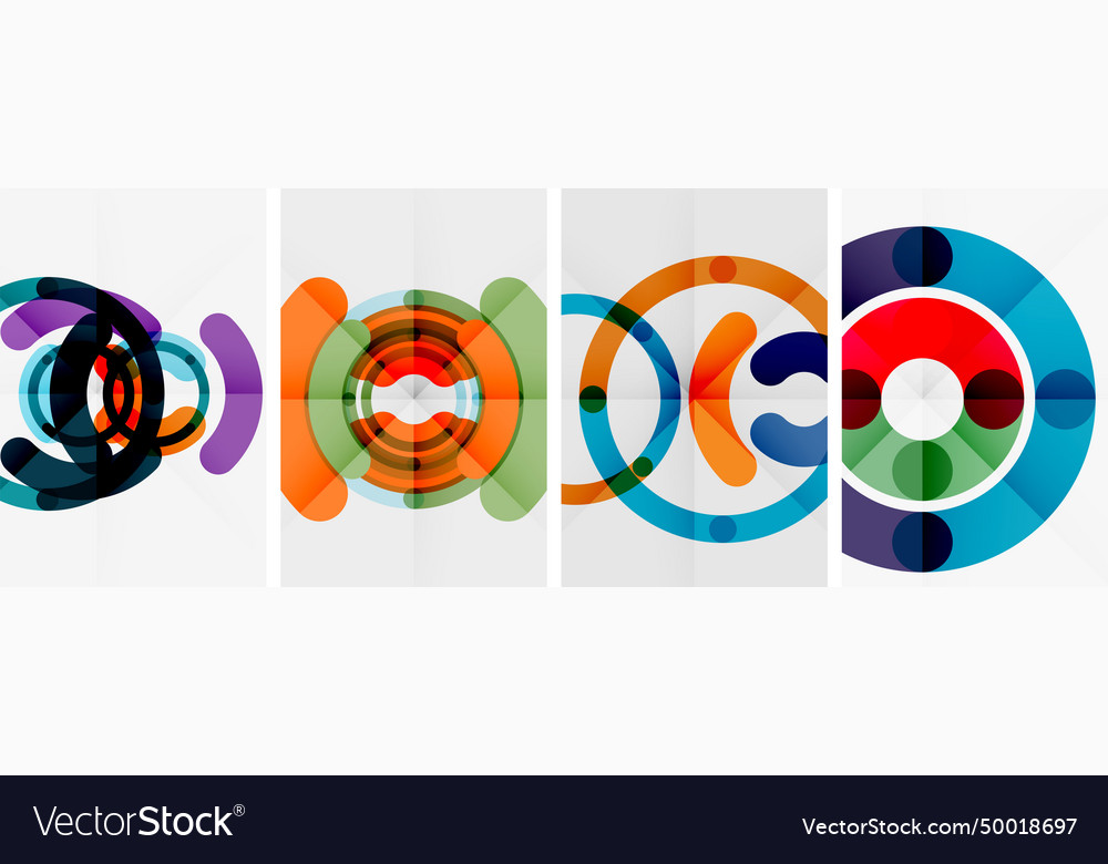 Set of line design circle posters Royalty Free Vector Image