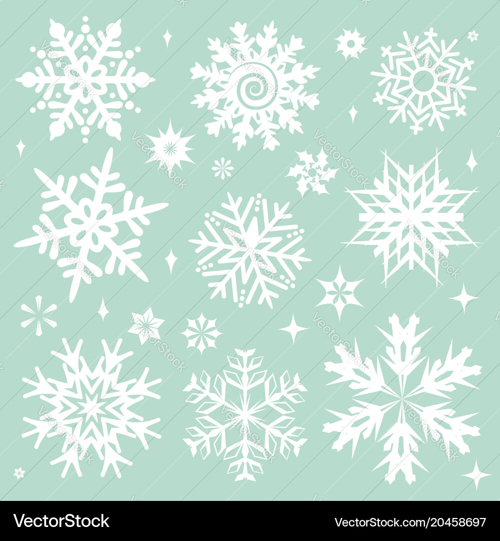 White snowflakes icon on green background Vector Image
