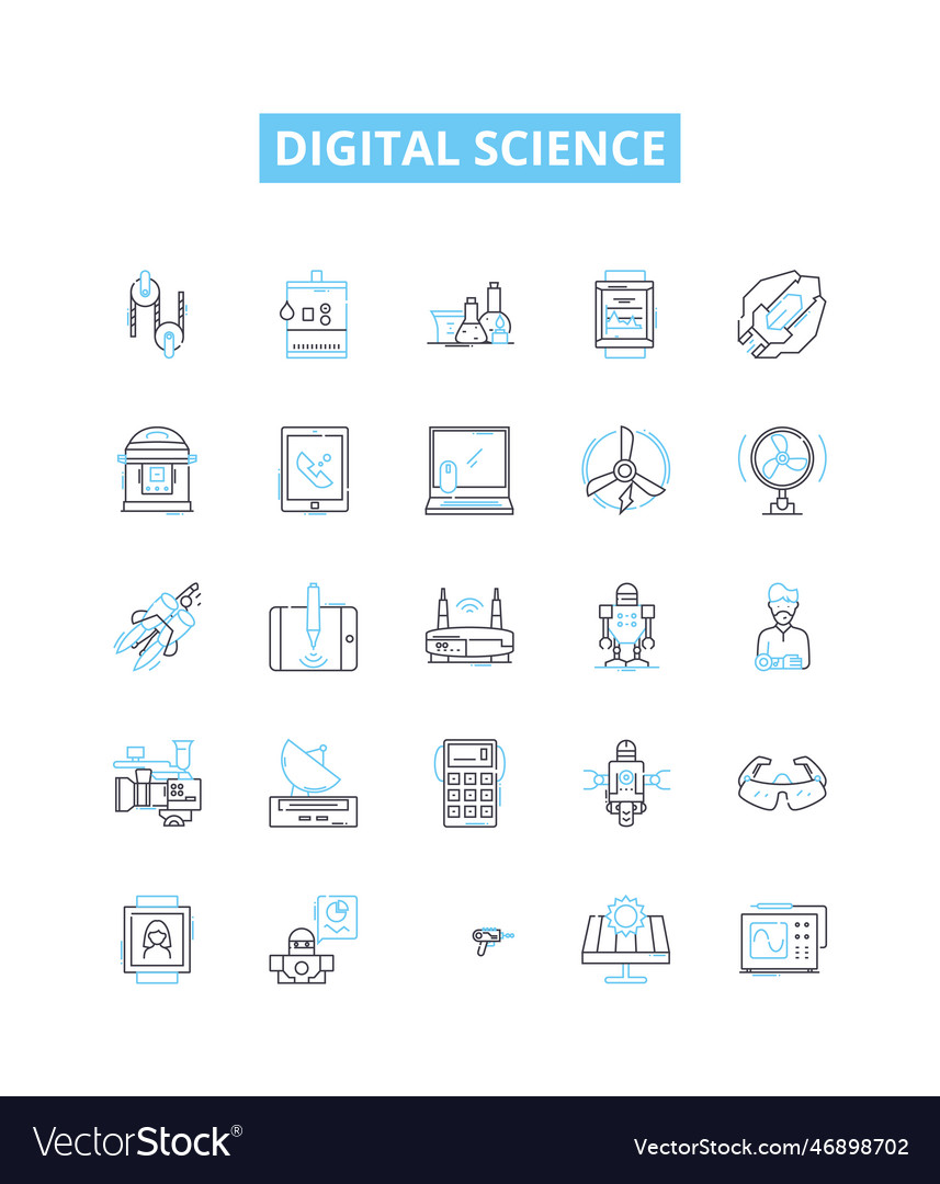 Digital science line icons set Royalty Free Vector Image