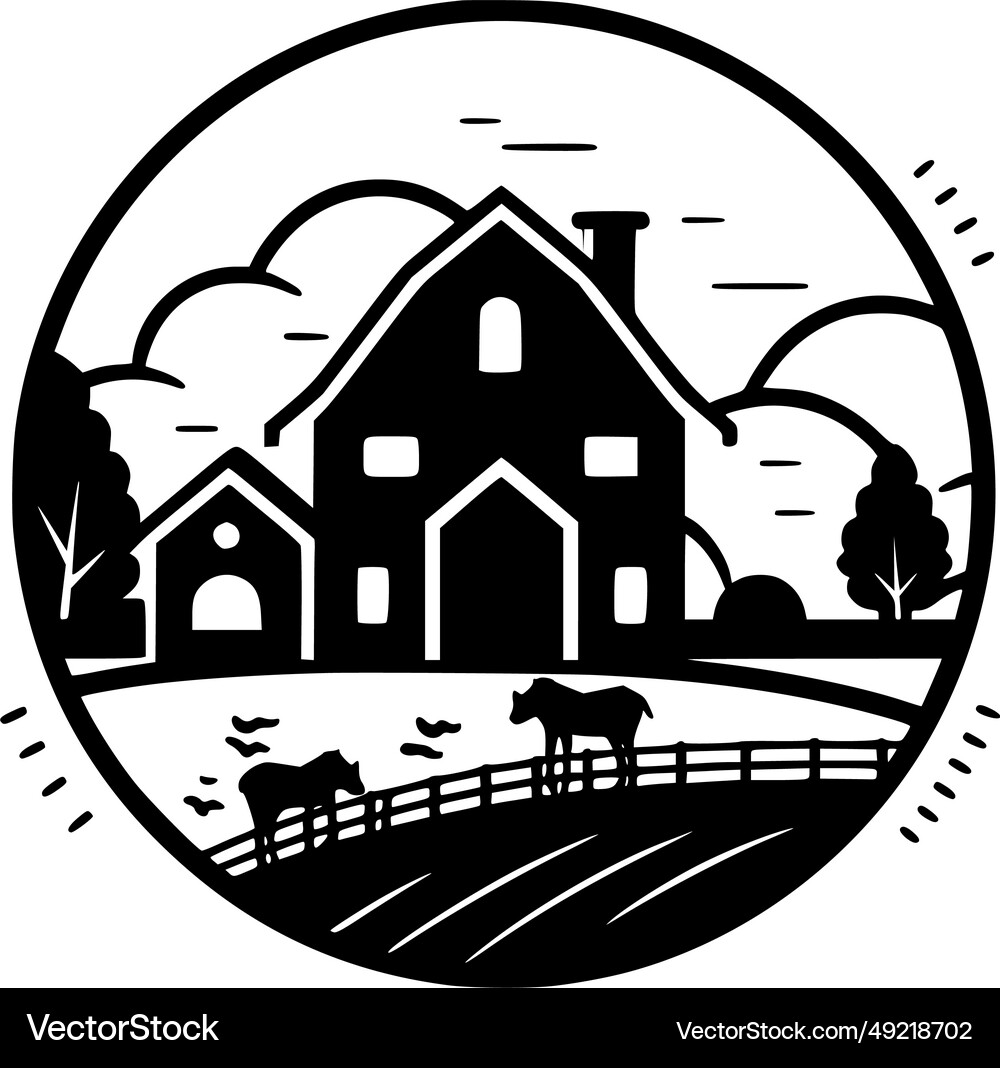 Farm - black and white isolated icon Royalty Free Vector
