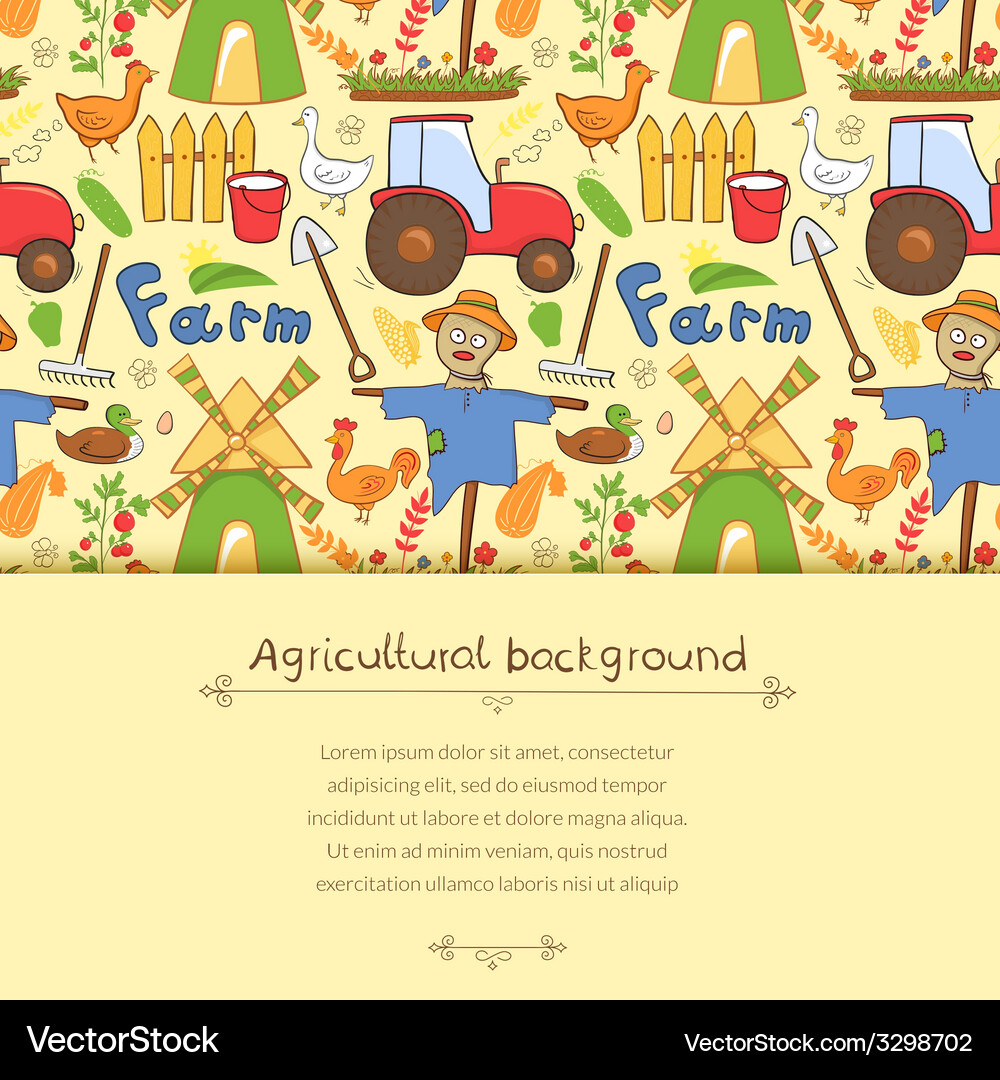 Farm elements in doodle style Royalty Free Vector Image