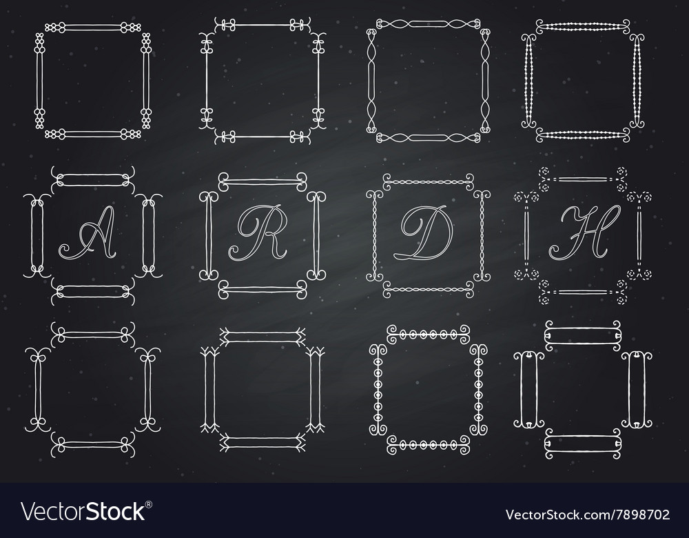 Frames for text hand-drawn monogram Royalty Free Vector