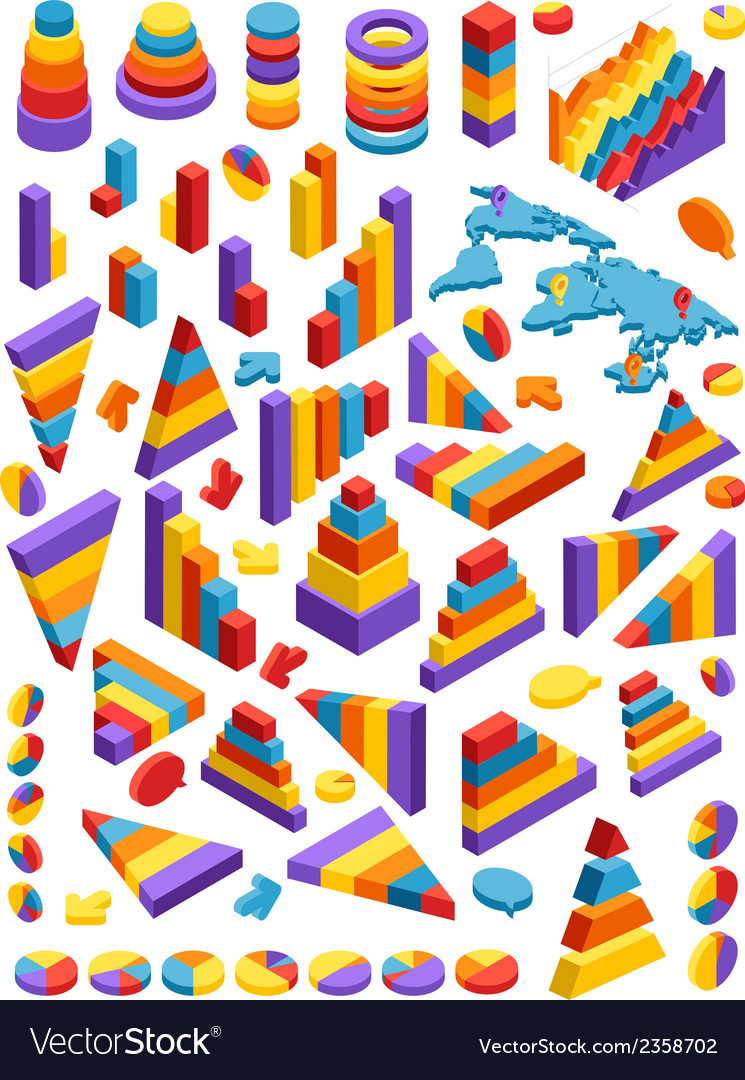 Isometric infographic elements Royalty Free Vector Image