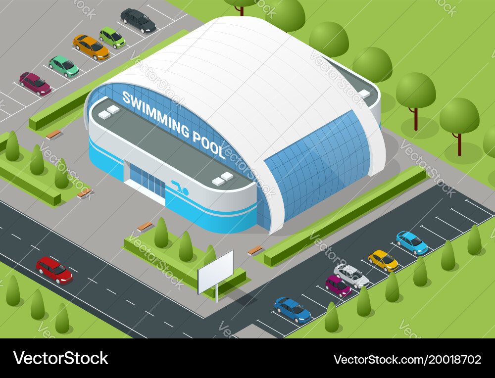 Isometric of modern building swimming Royalty Free Vector