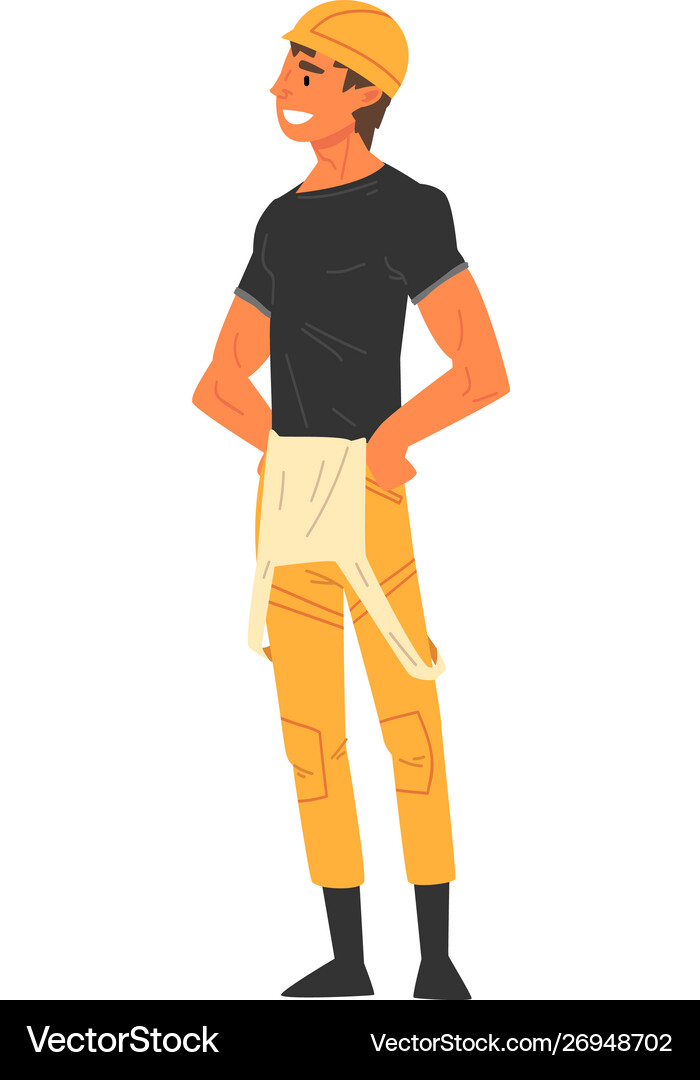 Male building worker character wearing hard hat Vector Image