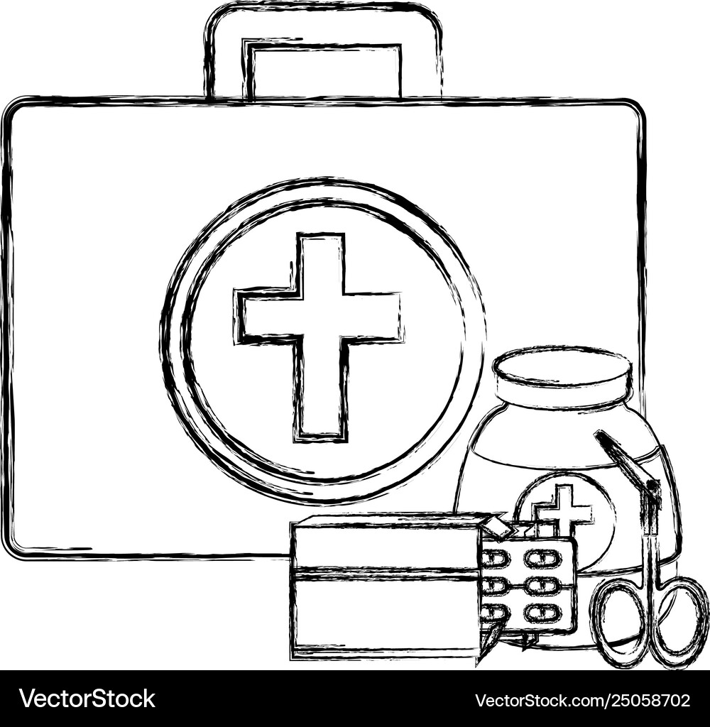 Medical kit with equipment Royalty Free Vector Image