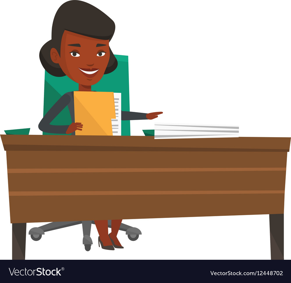 Office worker working with documents Royalty Free Vector