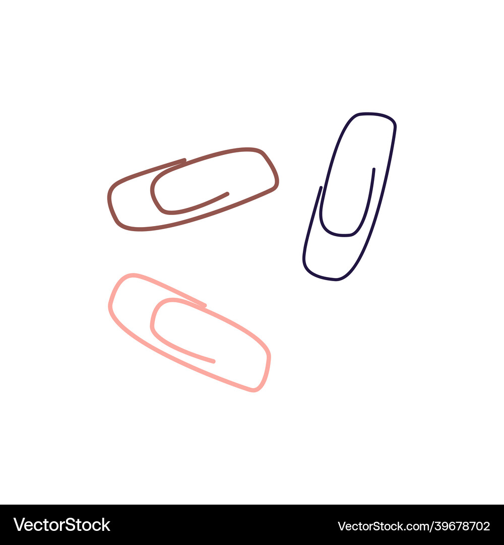 Paper clips of different colors plastic Royalty Free Vector