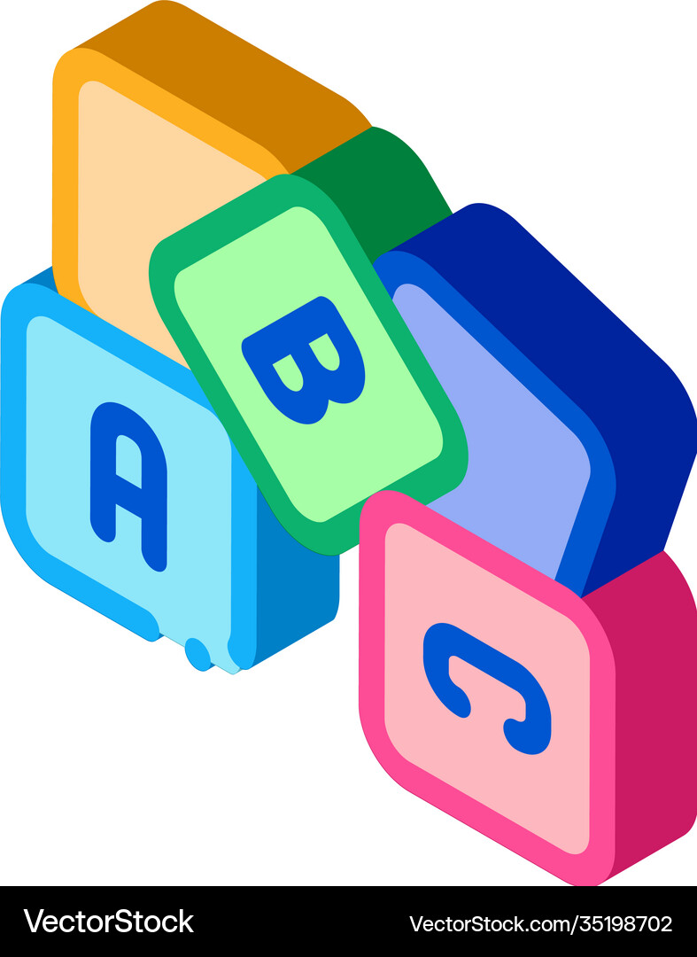 Preschool education alphabet blocks isometric icon