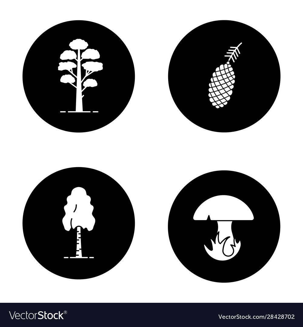 Trees glyph icons set Royalty Free Vector Image