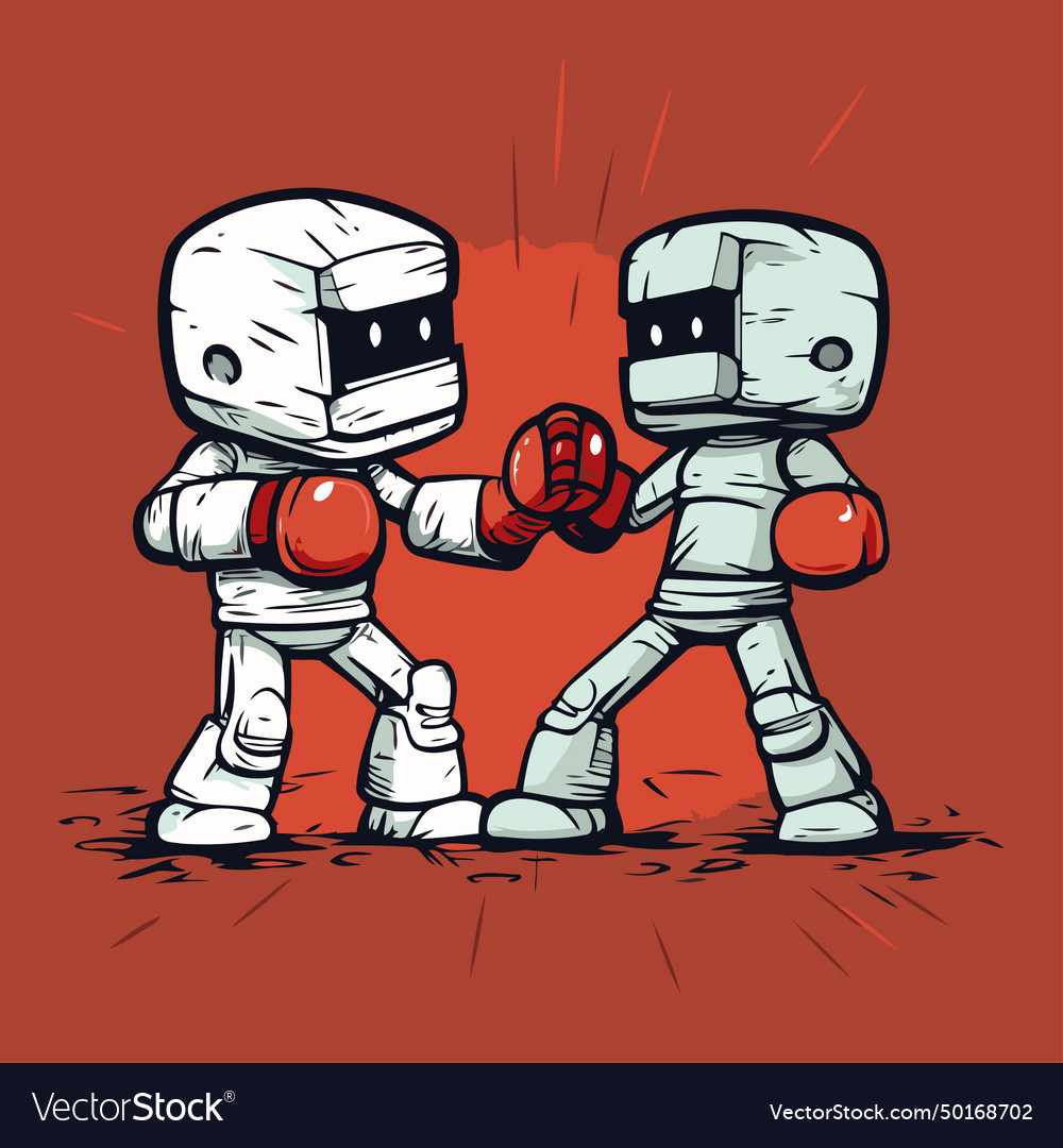 Two robots fighting with each other Royalty Free Vector