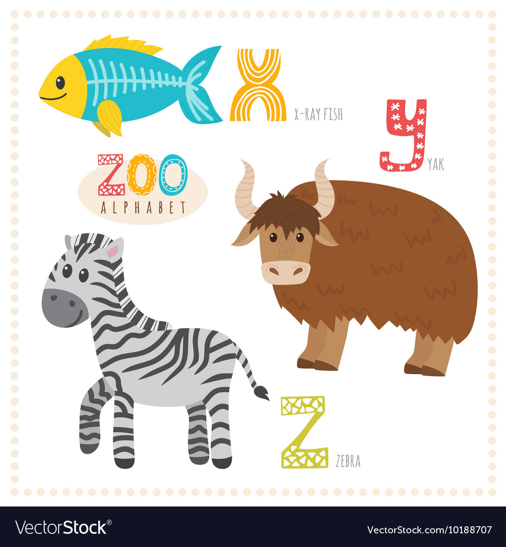 Cute cartoon animals zoo alphabet with funny Vector Image