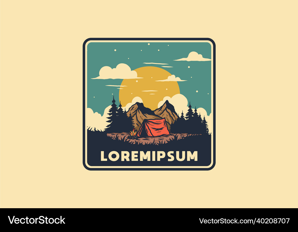 Drawing of overnight camping Royalty Free Vector Image