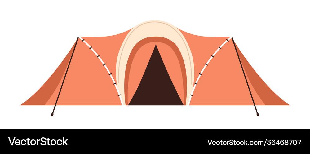 Front view canvas tent with flat roof isolated Vector Image