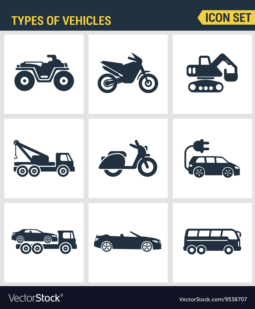 Icons set premium quality of types of vehicles Vector Image