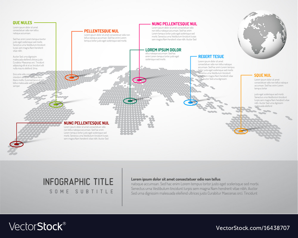 Light world map with pointer marks Royalty Free Vector Image