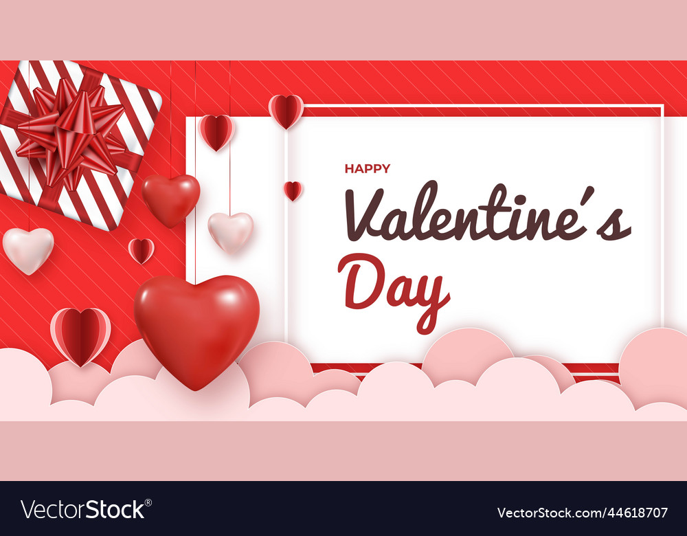 Realistic valentine day social media post Vector Image