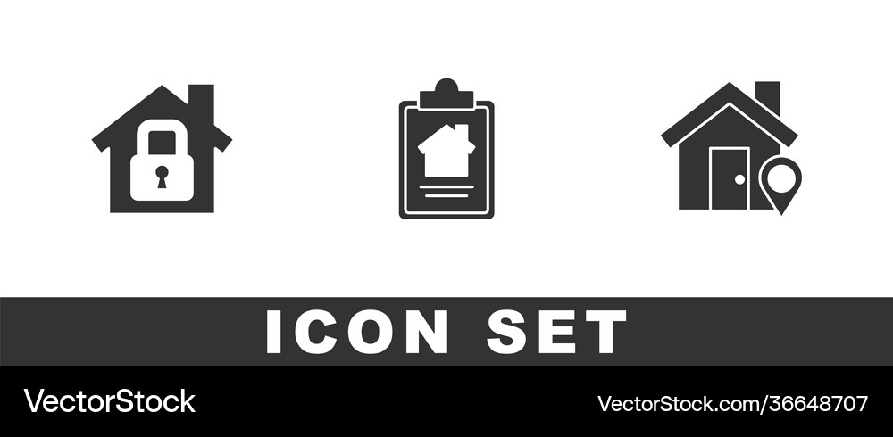 Set house under protection contract and location Vector Image