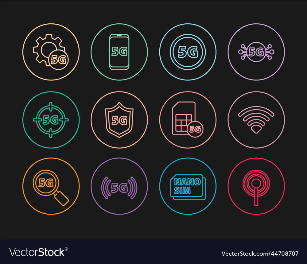 Set line antenna wi-fi wireless network 5g Vector Image