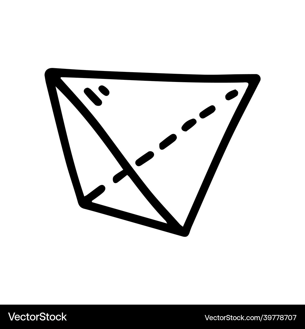 Tetrahedron line doodle simple icon design Vector Image