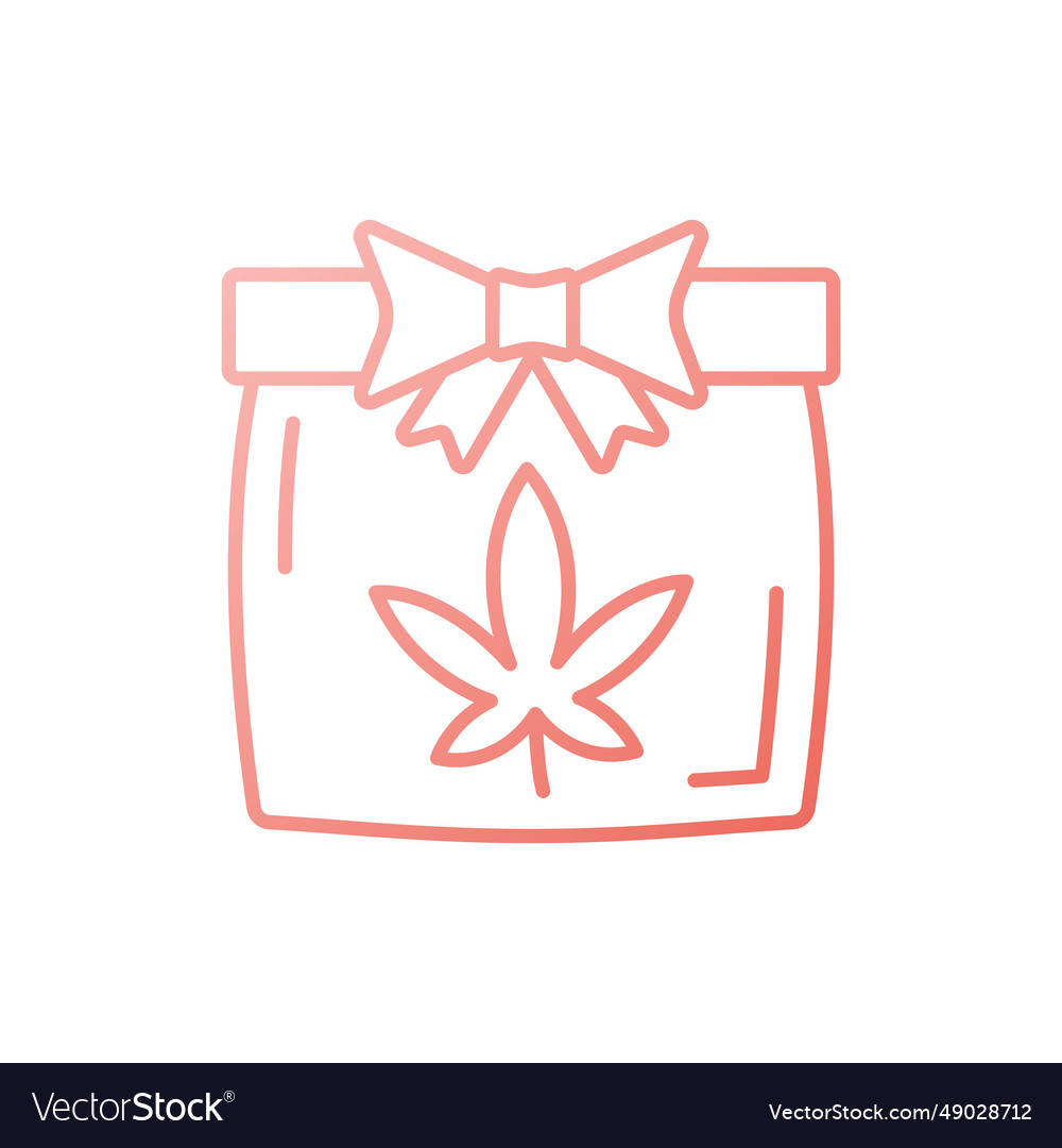 2d simple thin linear gradient marijuana leaf icon
