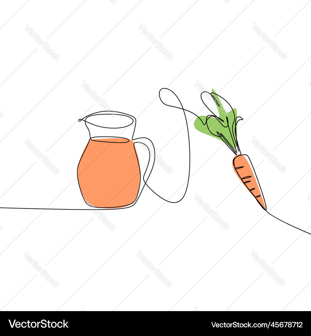 Carrot and juice continuous line art drawing Vector Image