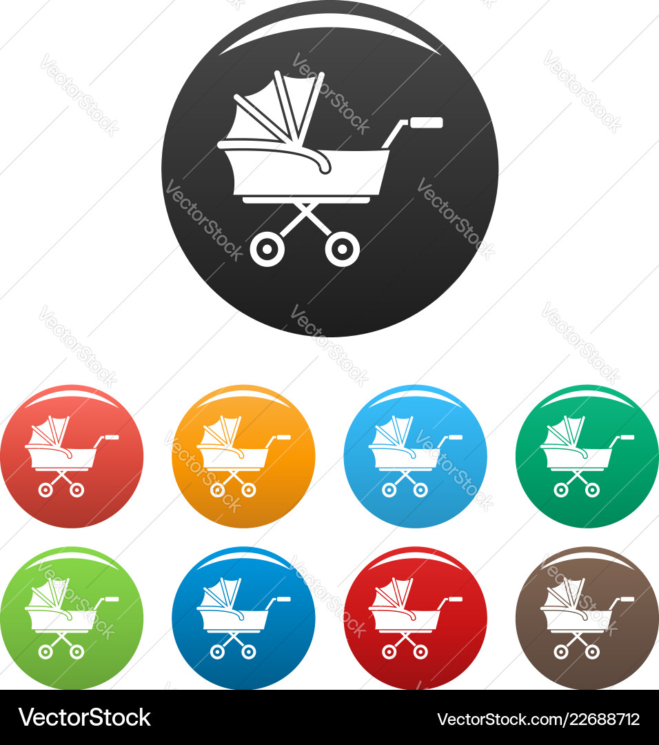 Kid trolley icons set color Royalty Free Vector Image
