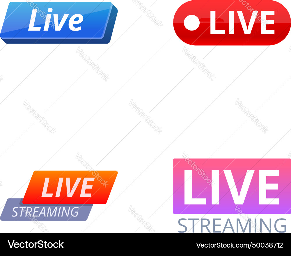 Live streaming icons set cartoon Royalty Free Vector Image