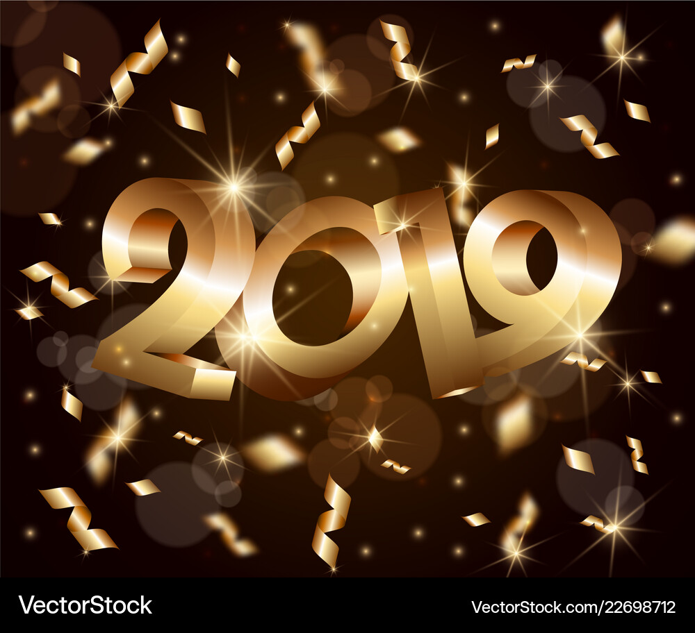 New year abstract 3d background with golden Vector Image