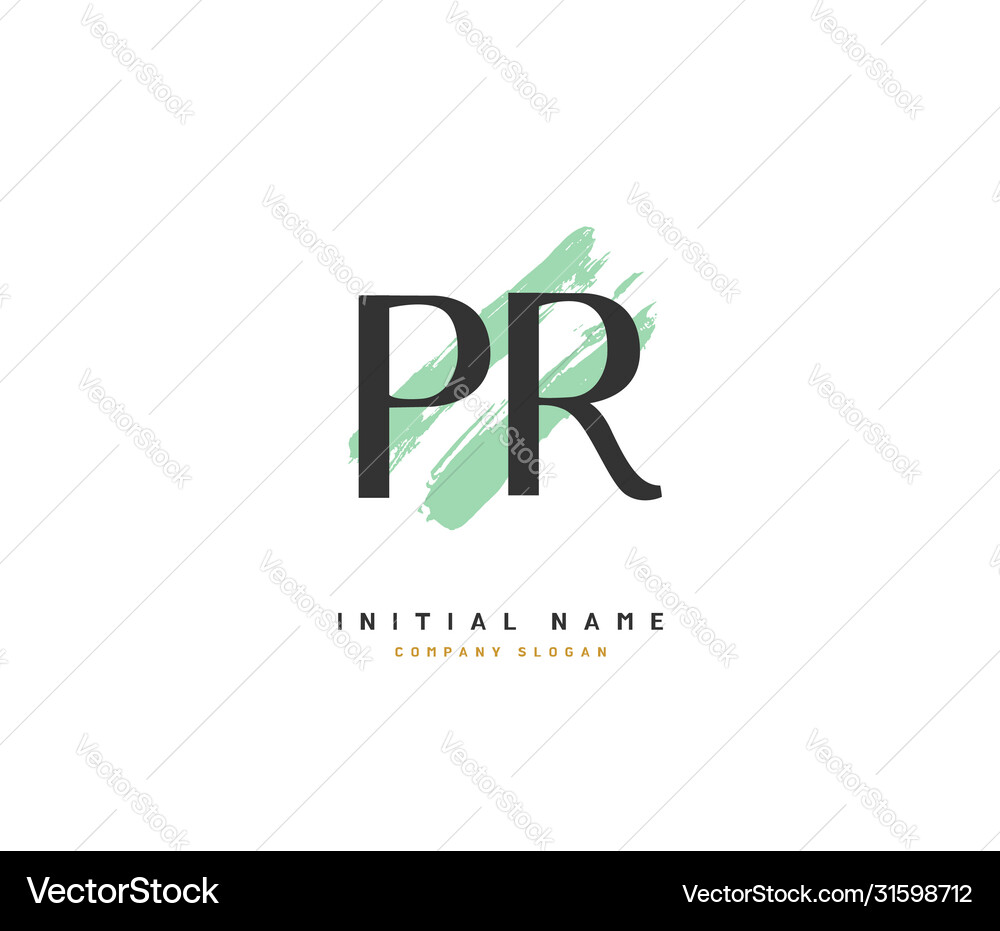 P r pr beauty initial logo handwriting logo Vector Image