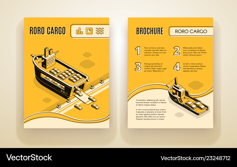 Ro-ro cargo company ad brochure isometric Vector Image