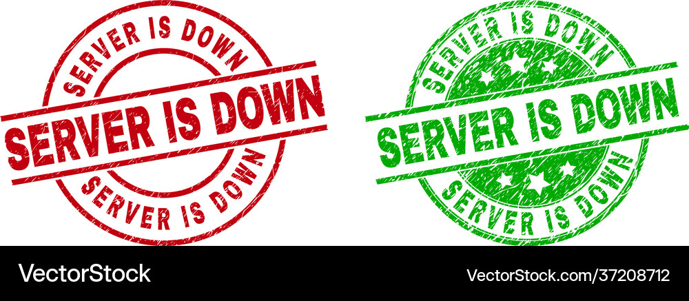 Server is down round watermarks using corroded Vector Image